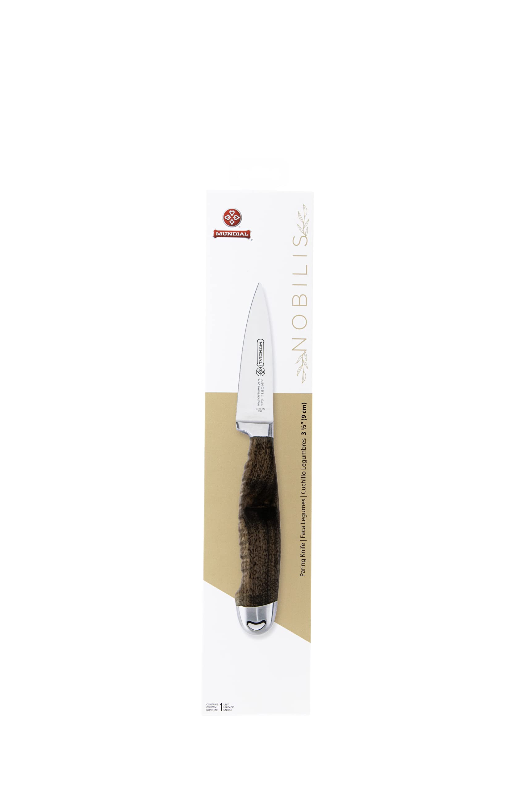 Mundial Nobilis Series, 3.5” Paring Knife, Wood Handle, Stainless Steel Blade - Ideal For Peeling Fruits and Vegetables