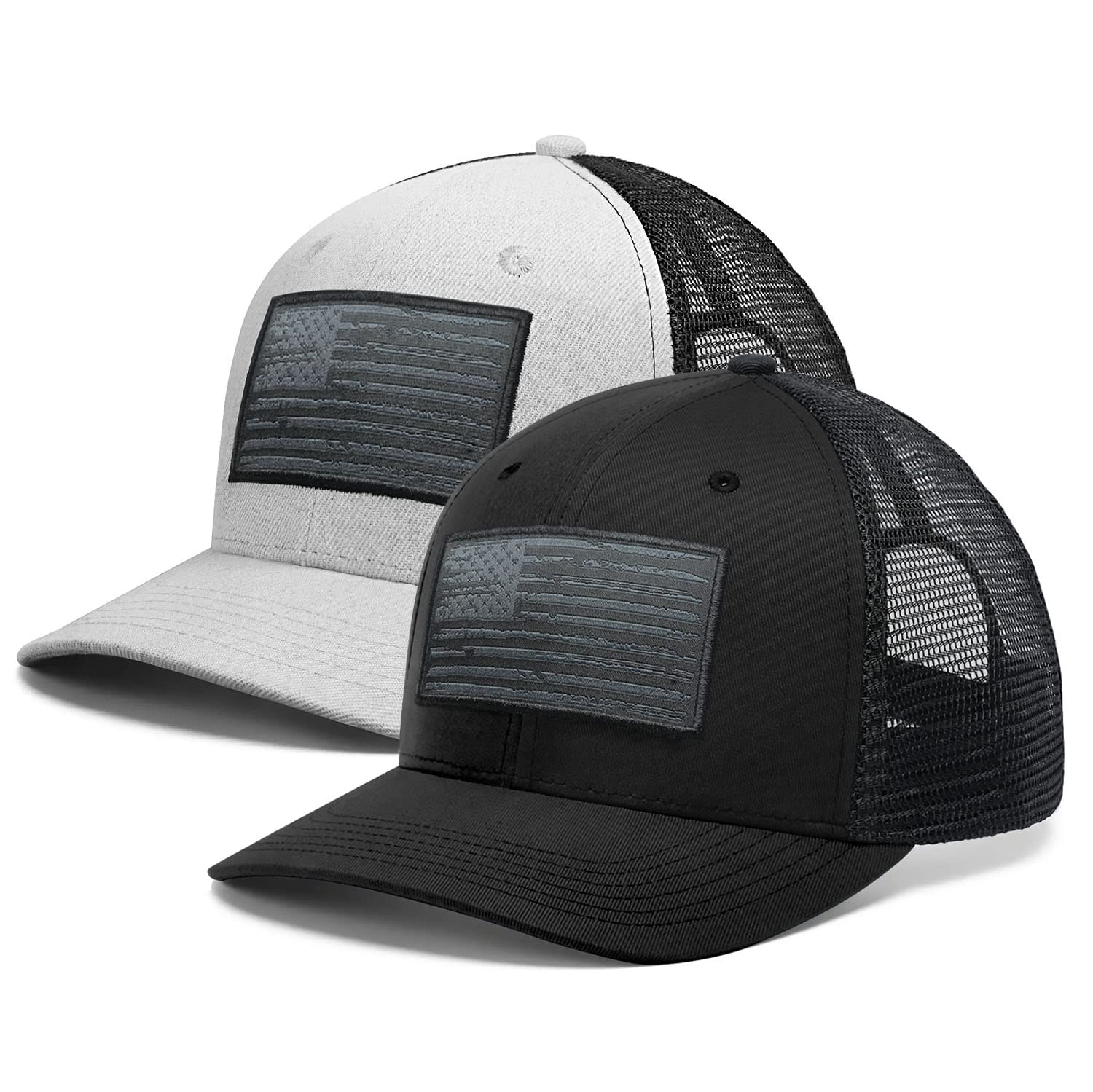 American Flag Hat, Baseball Cap for Men Women, Adjustable Snapback Hats USA Flag Trucker Hat Black