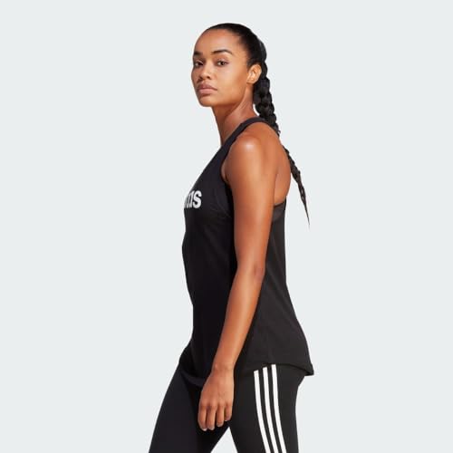 adidas womens Essentials Loose Logo Tank Top Shirt, Black/White, Small US