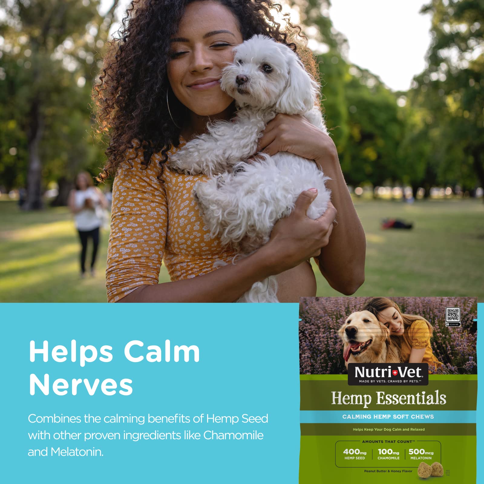 Nutri-Vet Hemp Calming Soft Chews for Dogs- with Chamomile and Melatonin - Peanut Butter & Honey Flavor - 12.7 Ounces