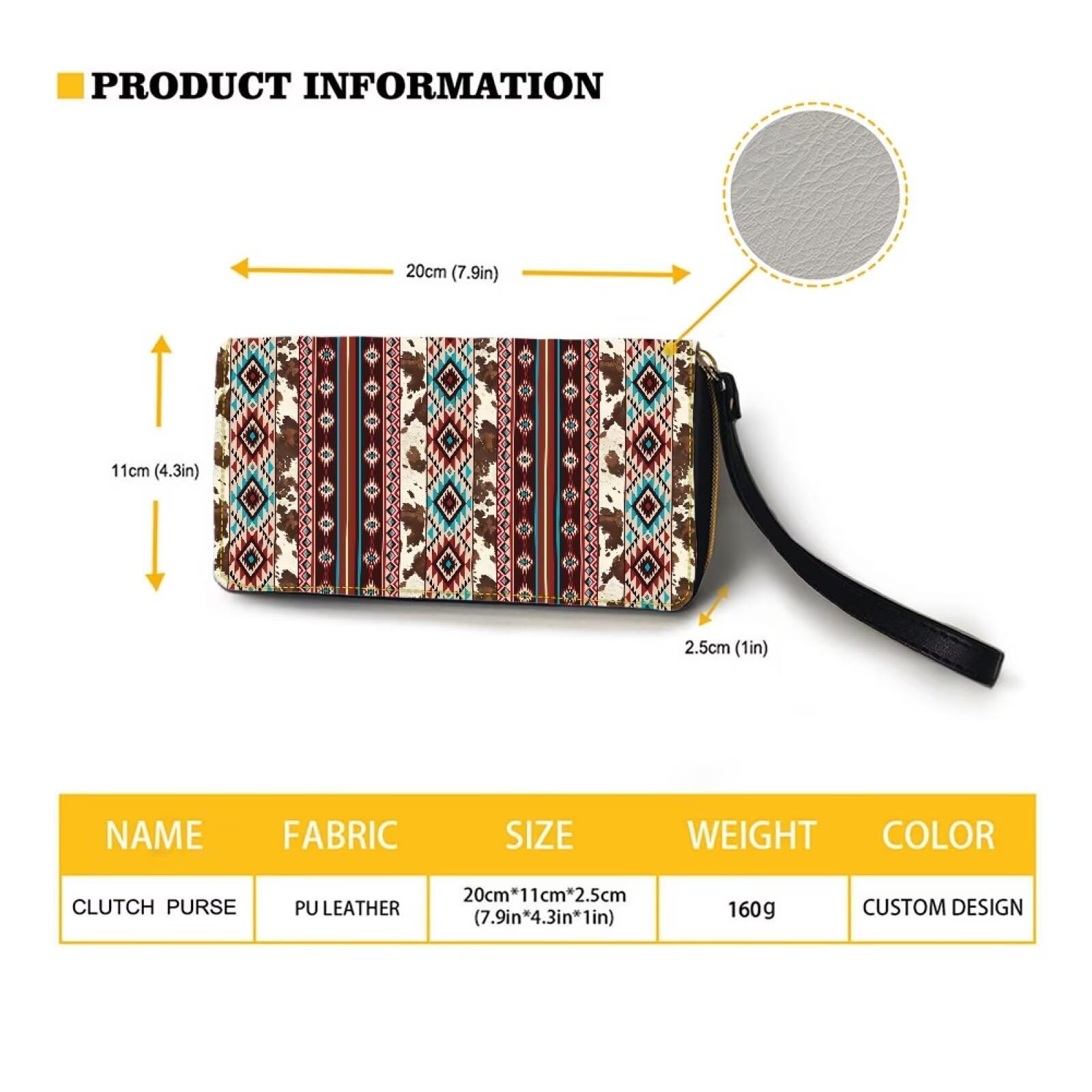 Wanyint Women Wallet with Wristlet Strap Aztec Native American Navajo Southwest Indian Tribal Stripe Print RFID Blocking Handbag Purse Leather Clutch Bag for Lady