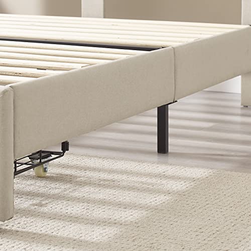 GOOD & GRACIOUS Beige Full Size Bed Frame, Platform Bed with Upholstered & Tufted Headboard and Frame with Storage Drawers
