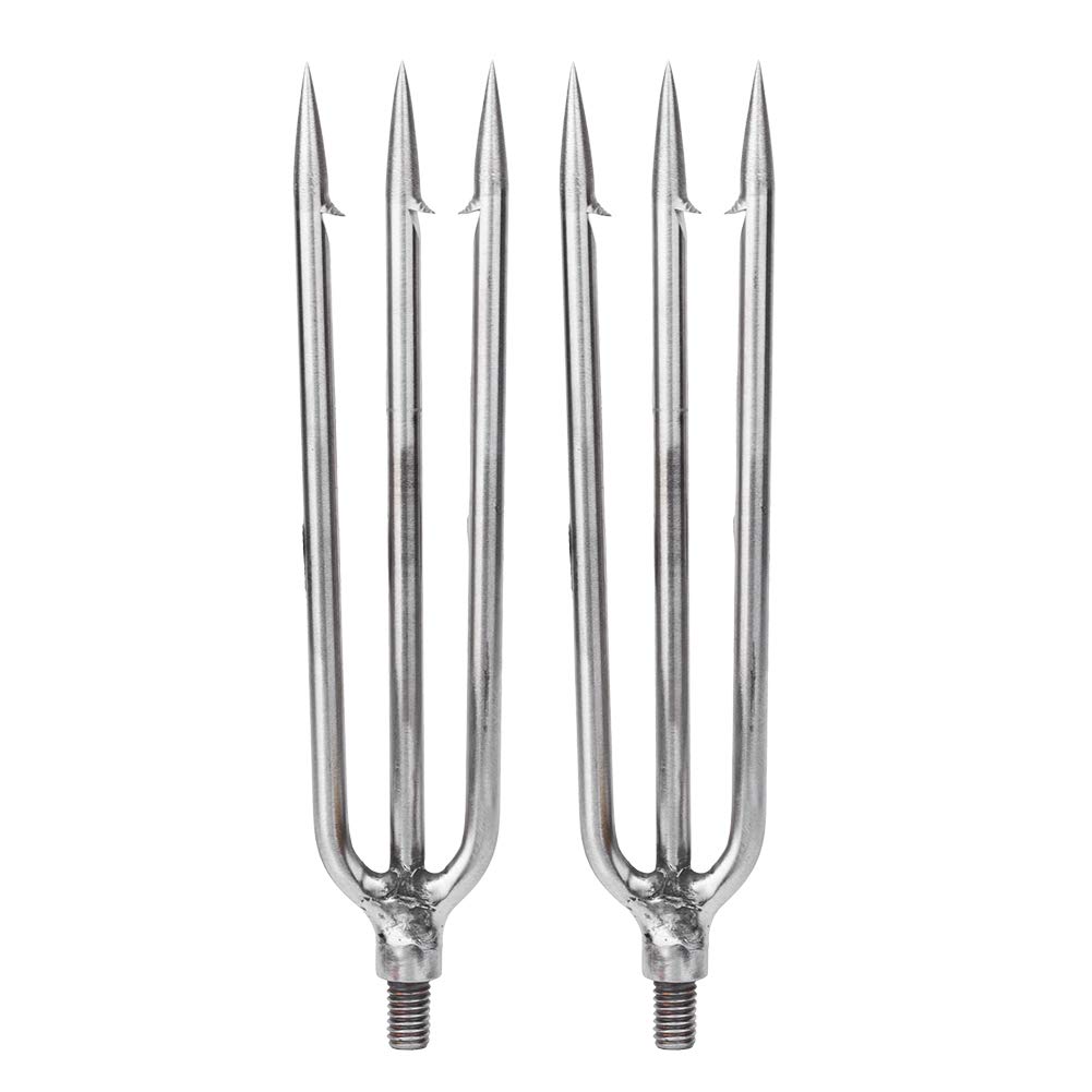 Astibym 3 Prongs Harpoon, Stainless Steel Gig Gaff Tackle Hook Barb Fish Spear for Outdoor Fishing (2 pcs)