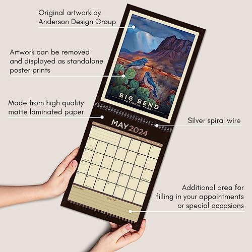 Americanflat 2024 Calendar - National Park Artworks Designed by Kai Carpenter - Large Wall Calendar with Monthly Format - Hanging Monthly Calendar Planner - 10x26 Inches When Open