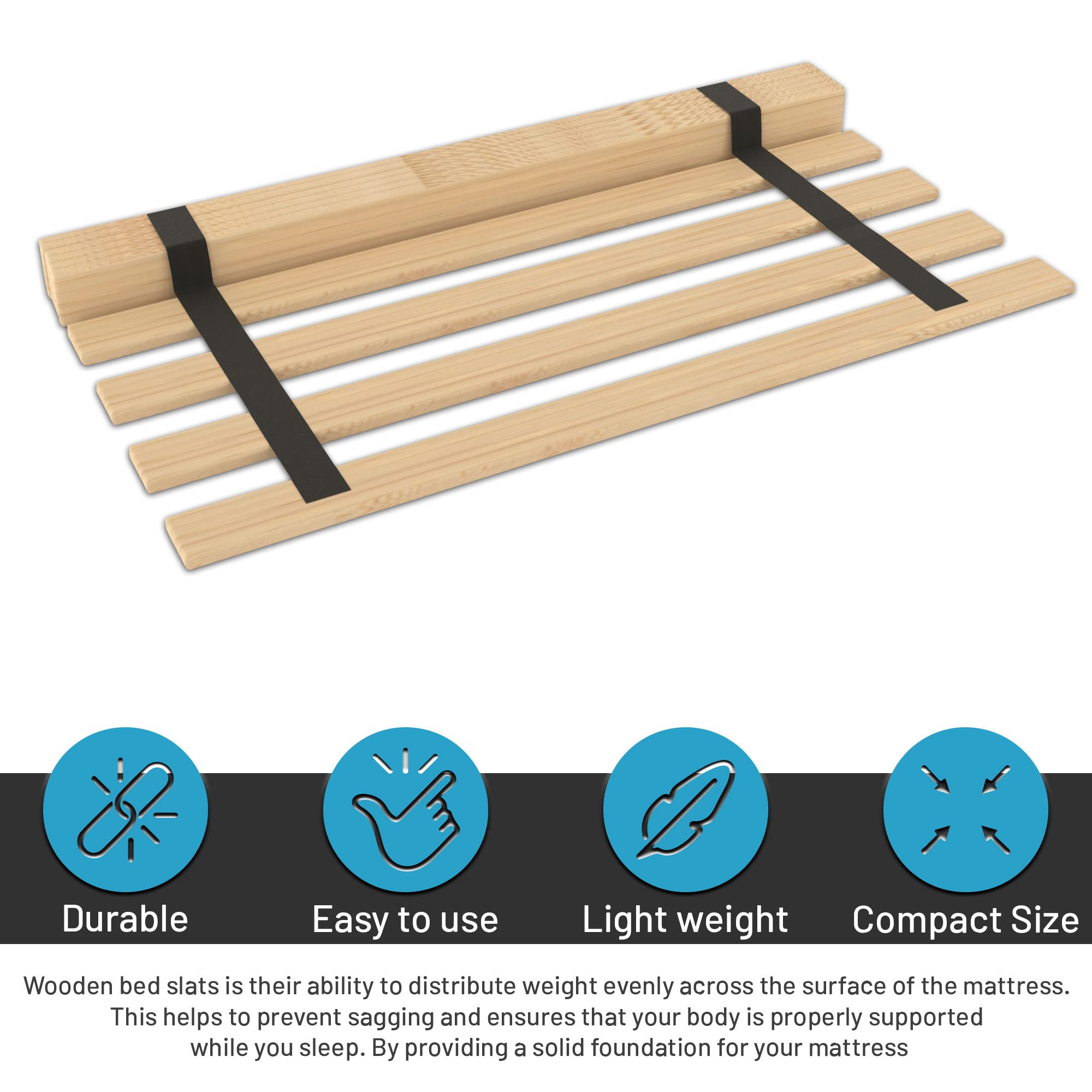 Mattress Comfort, 0.68-Inch Heavy Duty Horizontal Mattress Support Wooden Bunkie Board/Bed Slats, California King, Beige