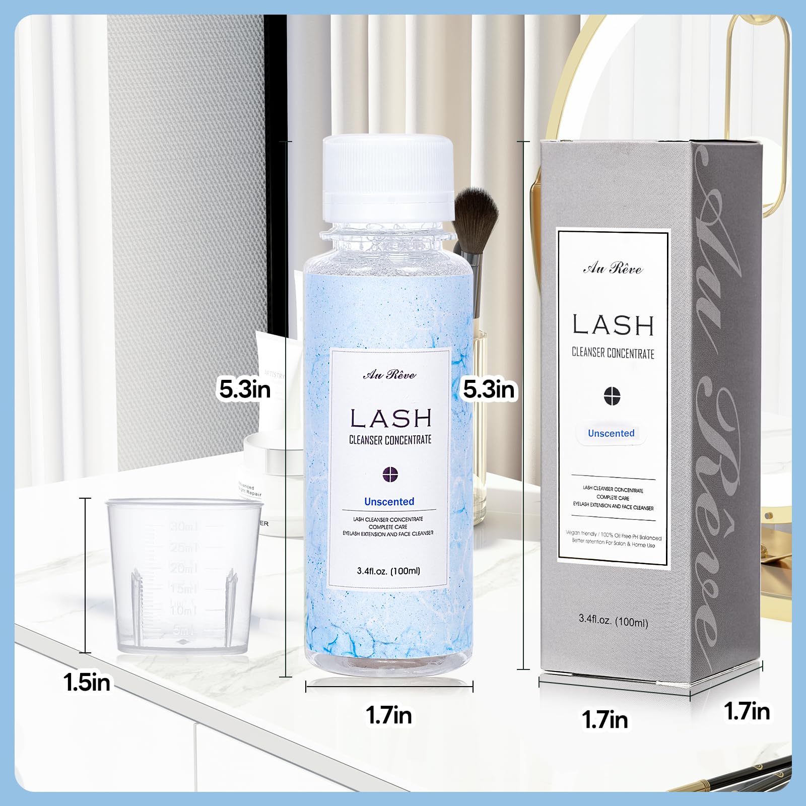 AuReve Lash Shampoo Concentrate 80ml Eyelash Cleanser Concentrate Lash Bath for Home Salon Professional Lash Soap Prolong Lash Cleanser Concentrate (Rose)