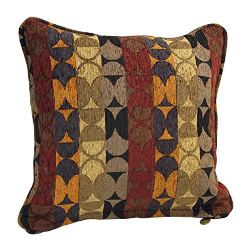 Blazing Needles Corded Square Jacquard Chenille Throw Pillow, 18", Broken Circles