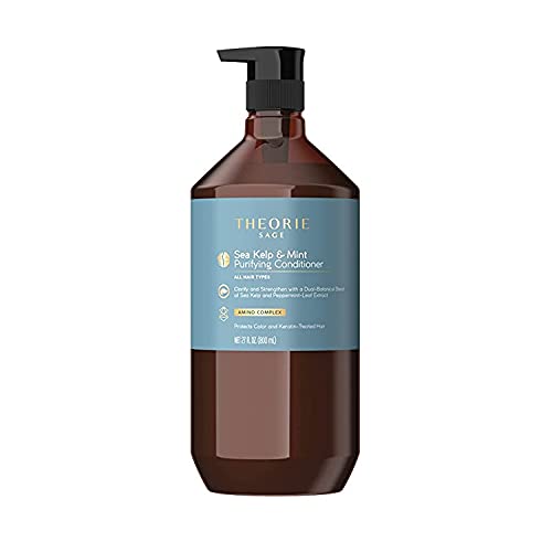 Theorie Sea Kelp and Mint Purifying Conditioner - Clarify & Strengthen - Suited for All Hair Types - Protects Color & Keratin Treated Hair, Pump Bottle 800mL