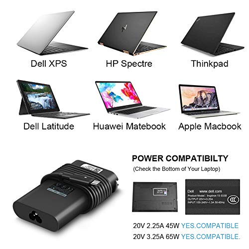 Charger for Dell Laptop Computer 65W 45W USB C Fast Power Adapter