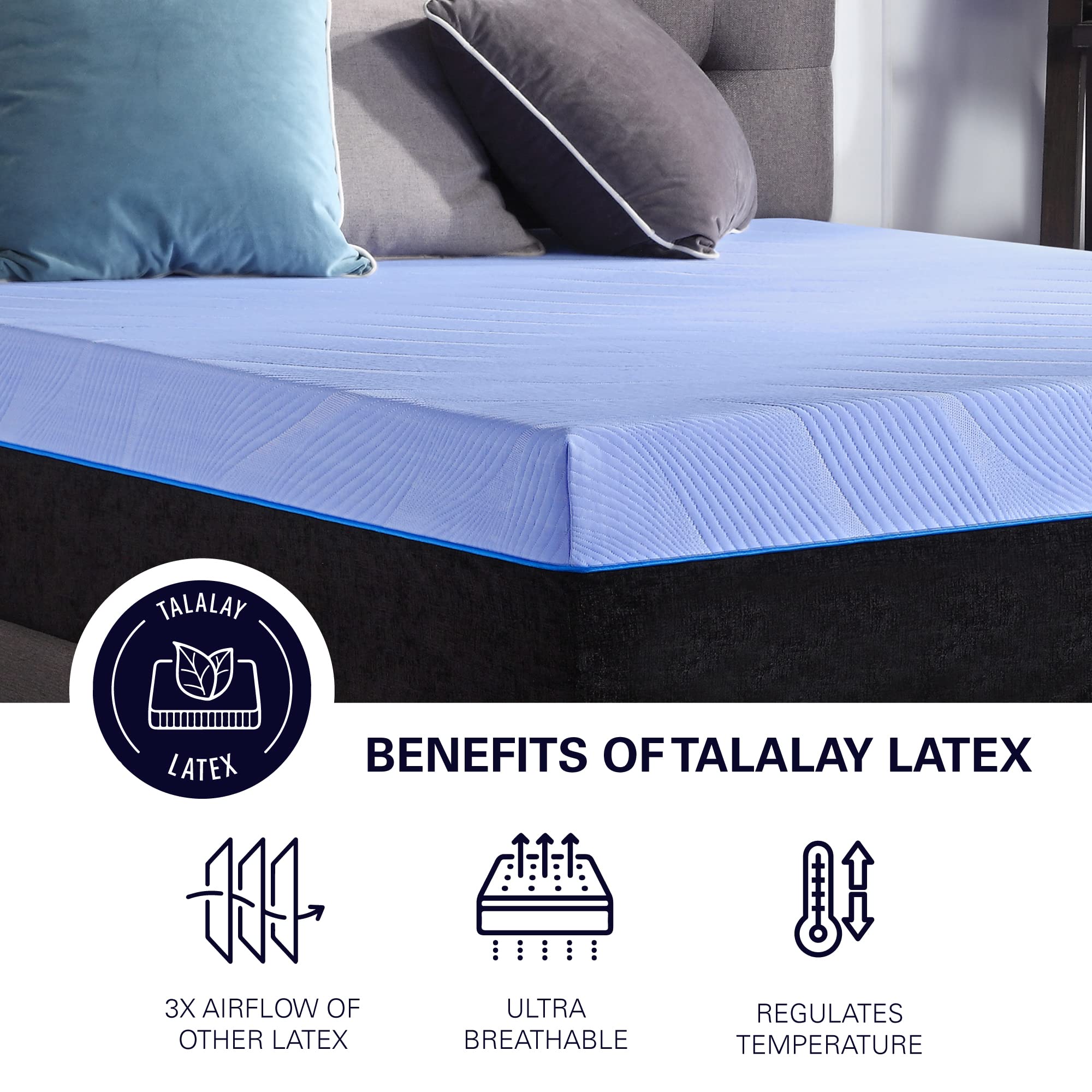 Bridgevine Home Flex Head 6-Layer Hybrid Latex Foam and Coil Adult Mattress, 12 Inches, Mattress-in-a-Box, Split King Size, Blue Ice Cover