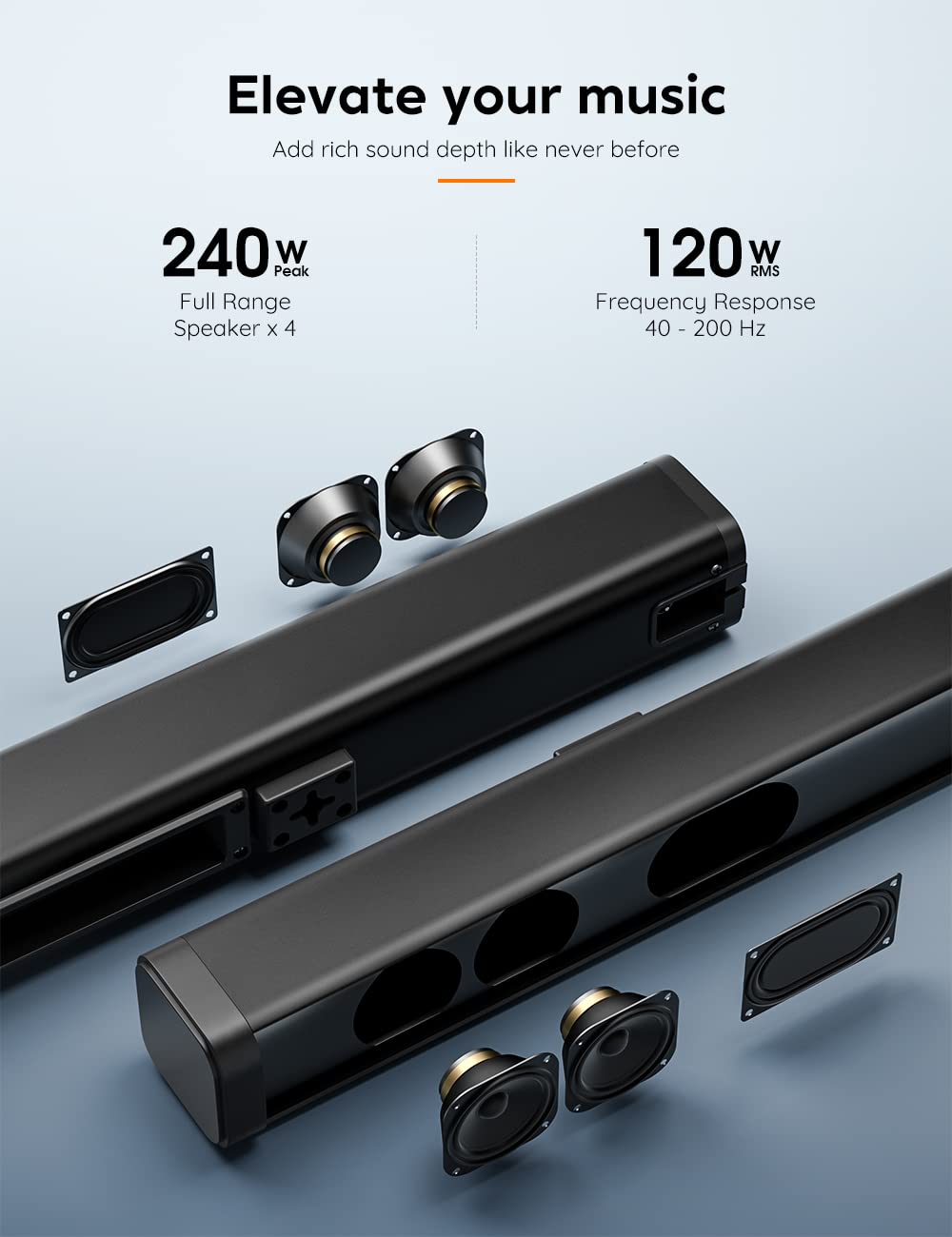 GEOYEAO Sound Bars for TV with Subwoofer, 3D / DSP/Bluetooth/HDMI-ARC Home Speakers, Bass Treble Adjustable, 2 in 1 Sound System Horizontal & Vertical Placement Surround Sound TV Speaker, 2.1 Channel