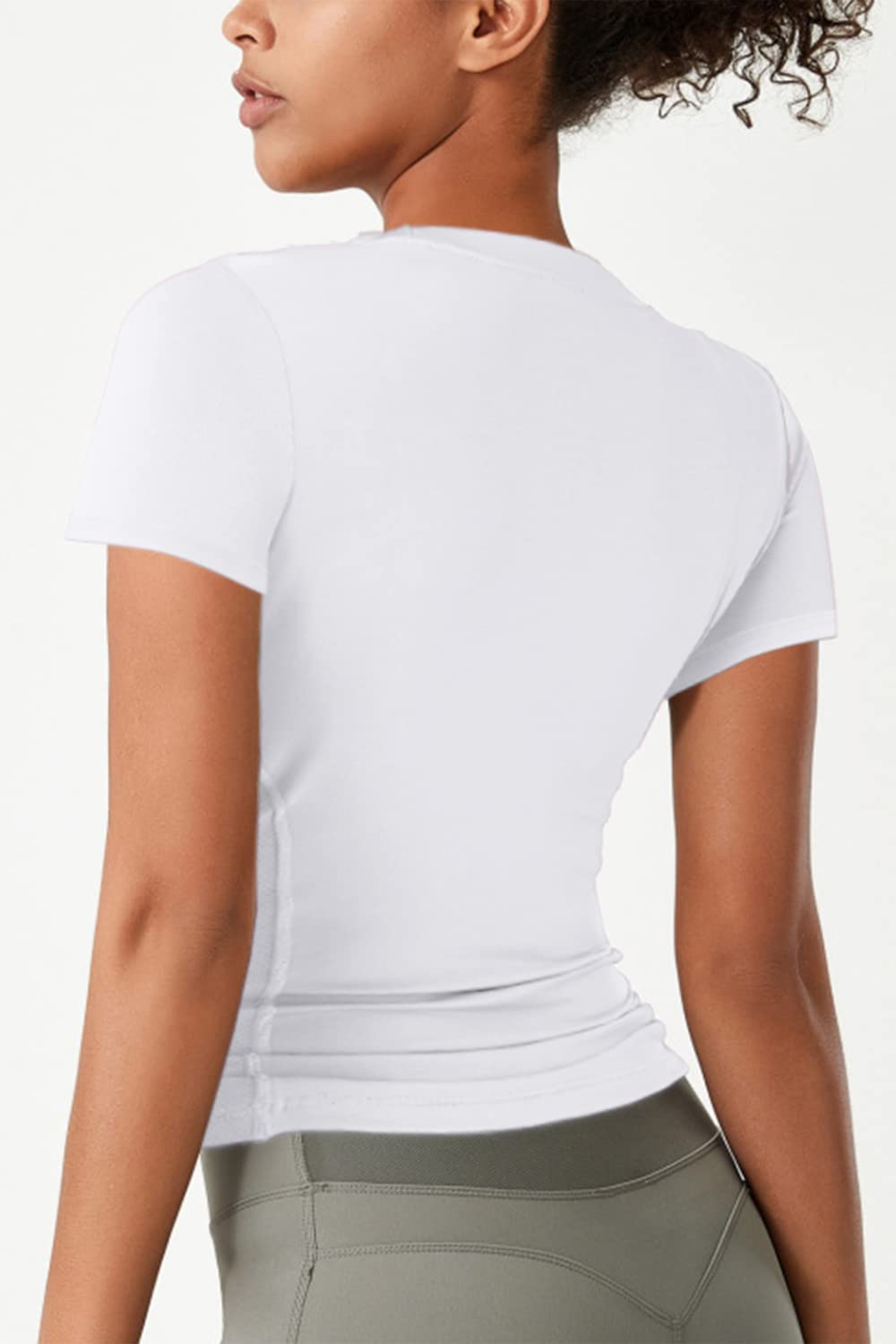 Almaree Workout Tops for Women Short Sleeve Yoga Top Womens Workout Shirts with Drawstring S
