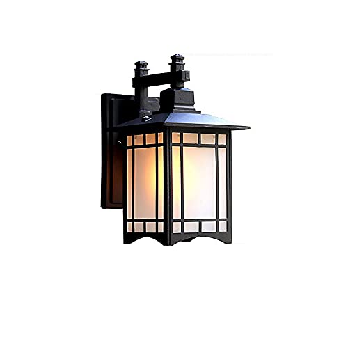 Wall Light, Wall Sconces, Black Square Outdoor Waterproof Wall Lantern Simple Die-cast Aluminum Lamp Body Wall Sconce Light Transmission Uniform Frosted Glass Lampshade Shop Shop Exterior Wall Lightin