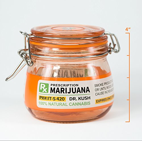 KEEP YOUR HERBS FRESH!!!!-- SUPER HEAVY DUTY 16 Oz Glass Stash Jar with Air Tight Seal- Large (Prescription)