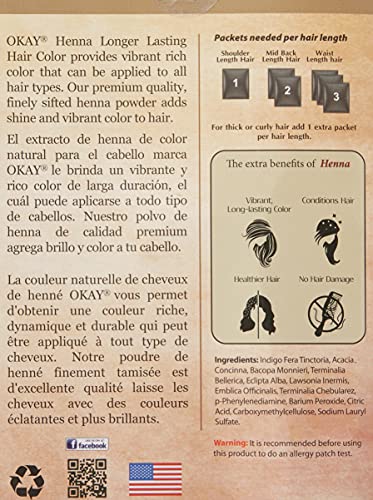 OKAY LONGER LASTING HENNA COLOR BLACK 50gr / 2oz