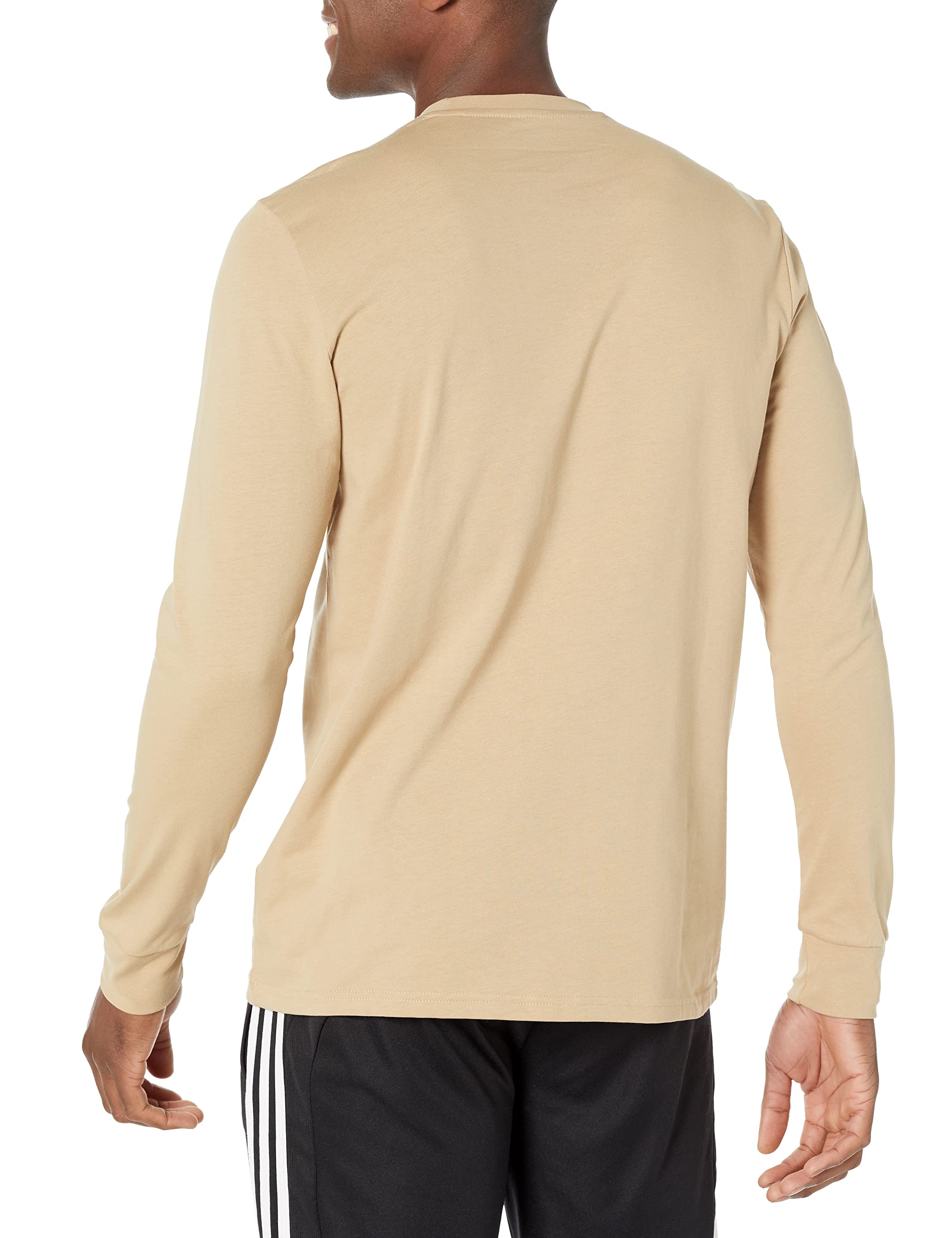 adidas Men's Embroidery Graphic Long Sleeve Tee, Beige Tone, Large