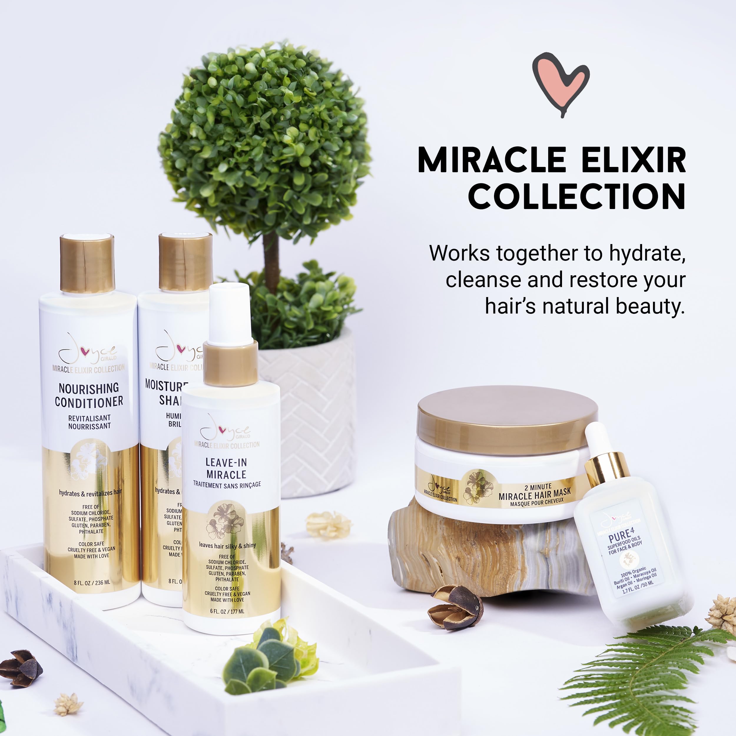 Joyce Giraud Miracle Elixir Nourishing Conditioner, Restores Moisture, Detangles, Adds Shine, 8 Fl. Oz