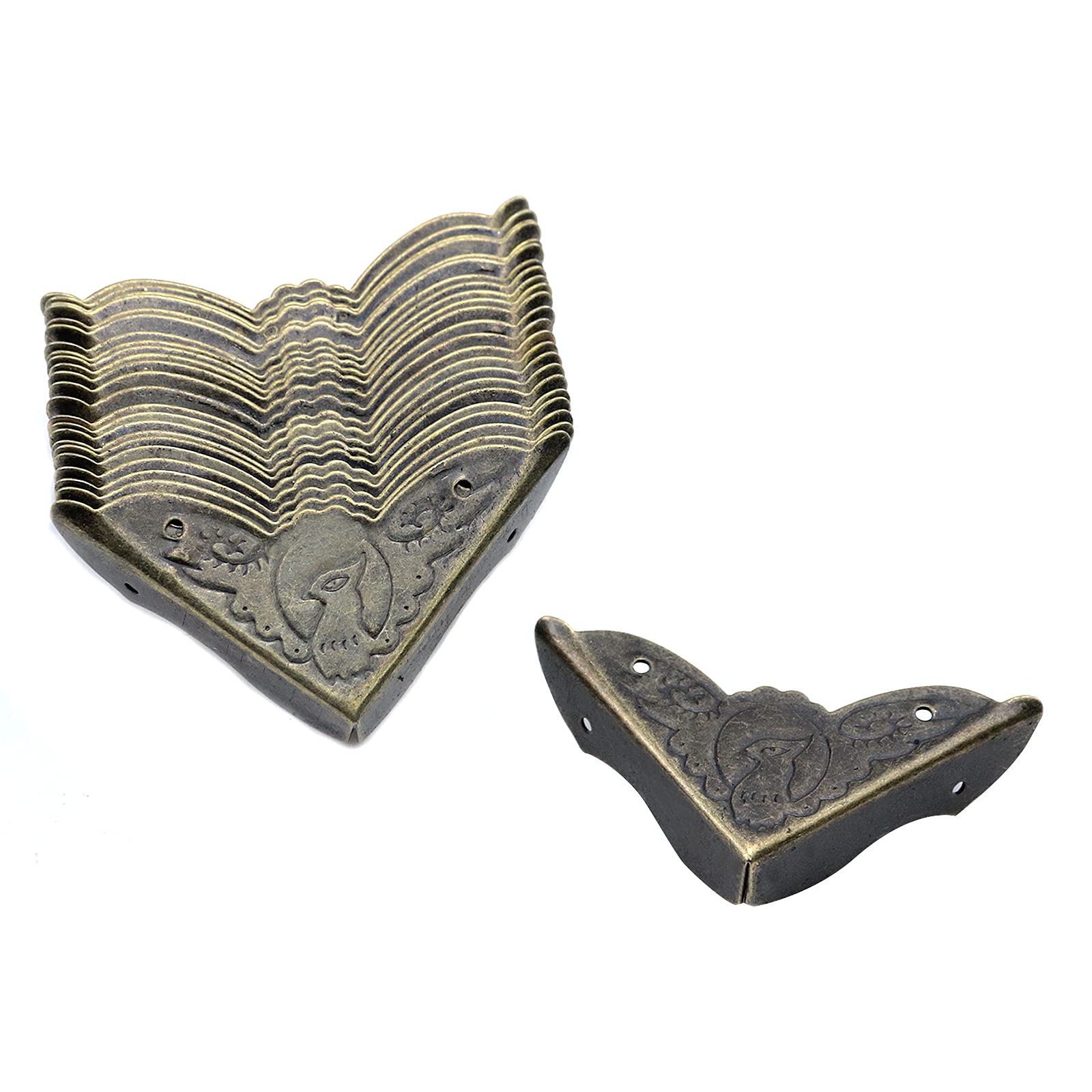 Antrader Decorative Corner Protector Metal Box Edge Safety Guard Desk Edge Cover, 1.5" x 1.5" Bronze Tone, Pack of 24