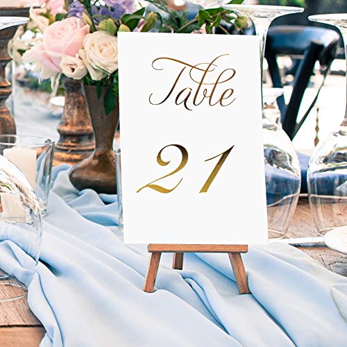 Gorgeous Wedding Table Numbers - Elegant Double Sided Gold Foil Lettering with Head Table Card - 4 x 6 inches and Numbered 1-30 - Perfect for Weddings and Events