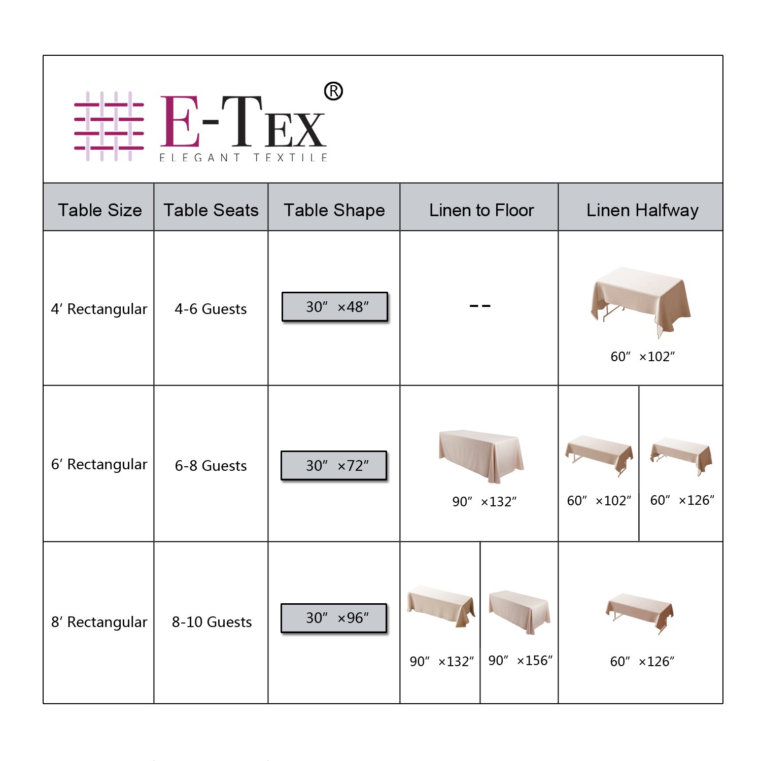 E-TEX Oblong Tablecloth - 90 x 156 Inch - Black Rectangle Table Cloth for 8 Foot Rectangular Table in Washable Polyester