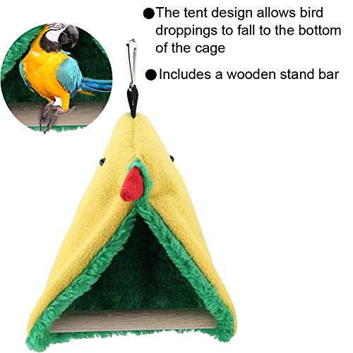 Parrot Standing Perch, Pet Birds Cage Hanging Plush Tent Bed Toys Triangle Hammock for Birds Parrots Cockatiels Small Conures