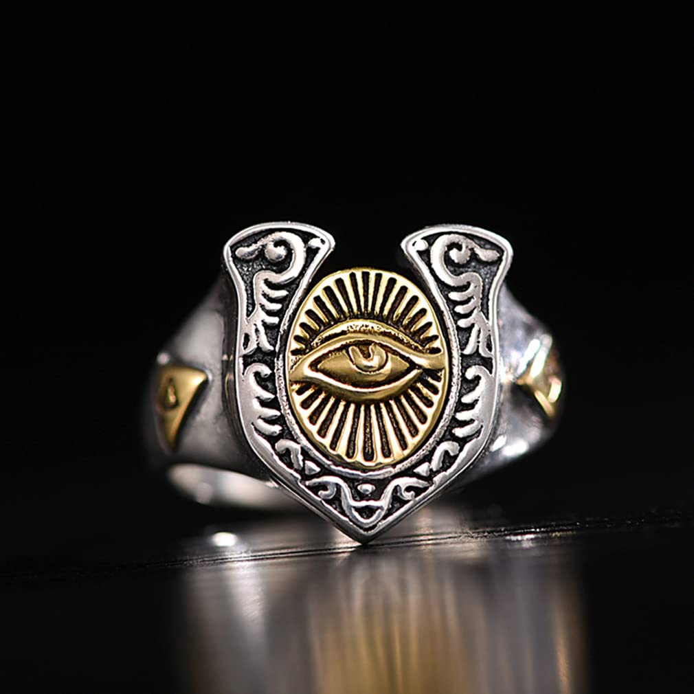 All Seeing Eye of God Ring Men's Ring Opening Adjustable in Size Punk Gothic Alloy Holiday Gift