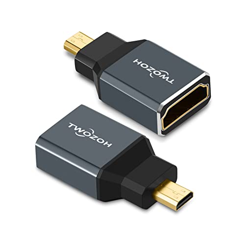 Twozoh 8K Micro HDMI Adapter (2-Pack), 2.1 Micro HDMI Male to Standard HDMI Female Adapter Convertor Support 8K@60Hz, 4K@144Hz, 2K@240Hz