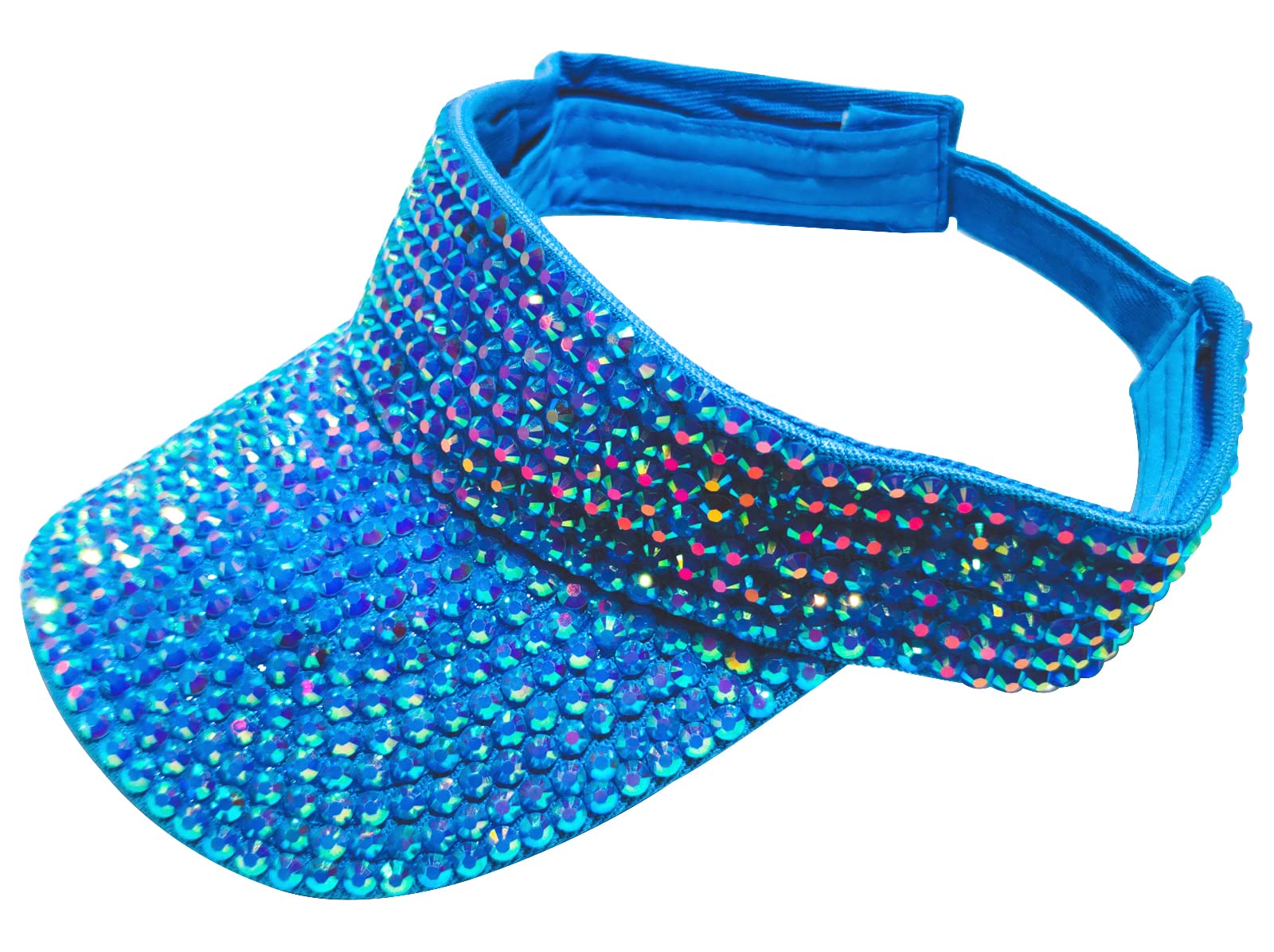 ASUITOFK Bling Rhinestone Sport Sun Visor Hats Adjustable Summer Cap Visor Caps for Men and Women Outdoor Hat Blue