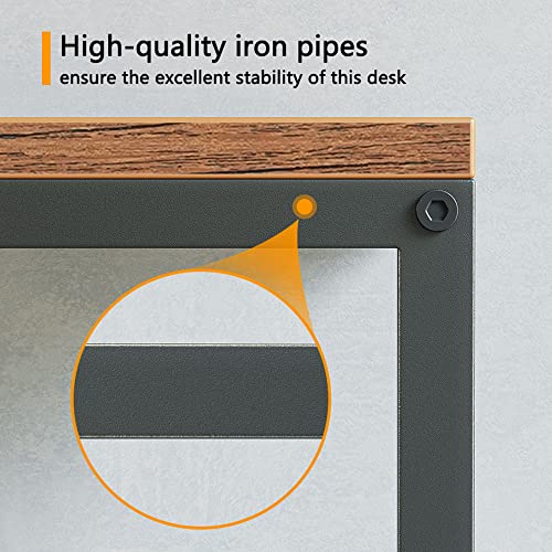 CubiCubi L Shaped Computer Desk, 59.1 inch Industrial Office Desk with Storage Shelves, Rustic Wood and Metal Corner Desk for Home Office Rustic Brown