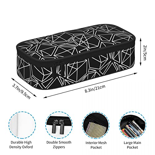 Black Pencil Case, Big Capacity Pencil Bag Canvas with 2 Compartments Pencil Case Organizer with Zipper for Office