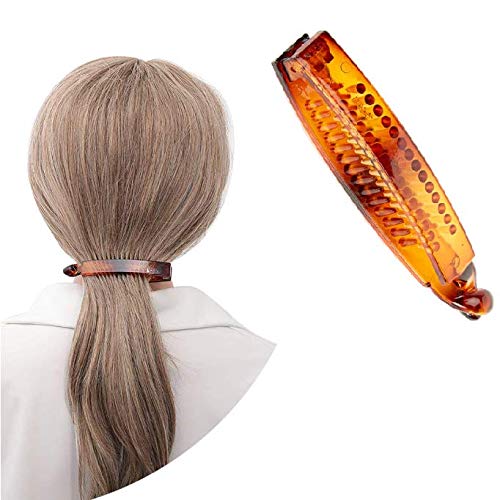 Aeyistry 2 Pcs Banana Hair Clips,Banana Combs Clip for Ponytail Holder Girls and Women(Black,Brown)