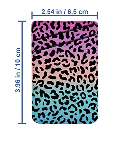Diascia Pack of 2 - Cellphone Stick on Leather Cardholder ( Gradient Pink Blue Leopard Pattern Pattern ) ID Credit Card Pouch Wallet Pocket Sleeve