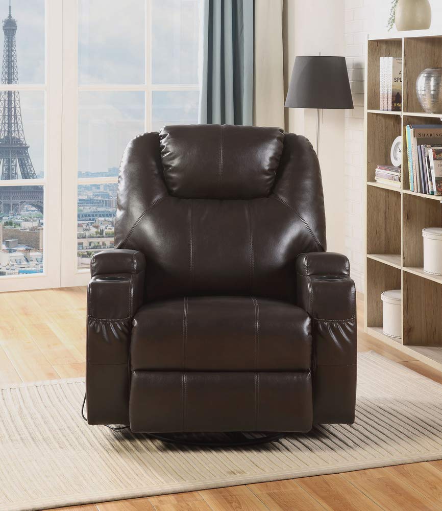 ACME Recliner with Massage, Brown PU
