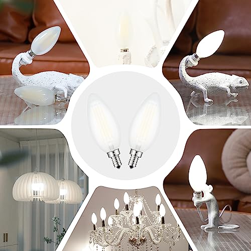 CRLight 6W 4000K LED Candelabra Bulb Daylight White, 60W Equivalent 600 LM Dimmable E12 LED Candle Bulbs, Lengthened & Enlarged B17 Frosted Torpedo Shape Chandelier Light Bulbs, 8 Pack