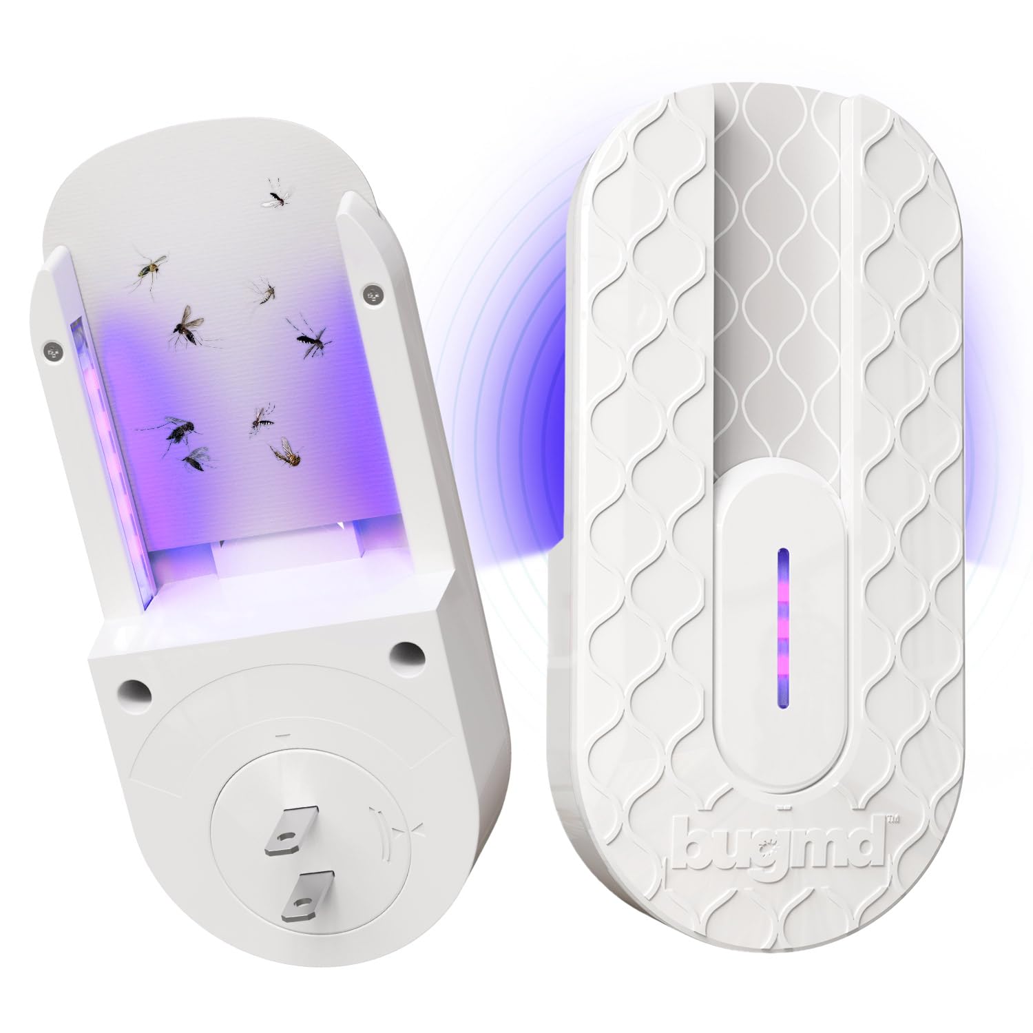 BugMD No Buzz Zone - Flying Insect Trap Catcher Indoor Fly Safer Home Fruit Traps for Gnat Moth Mosquito Bug Light Plug in Killer Refillable Uv Zapper Flea Inside and Indoors