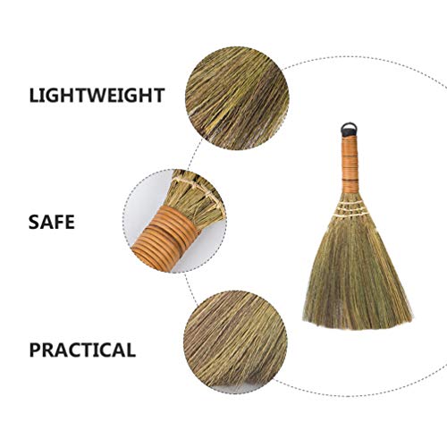 BESPORTBLE 2Pcs Straw Broom Dust Brush Small Broom Little Broom Hand Broom Floor Sweeping Broom Cleaner Desktop Cleaning Tool