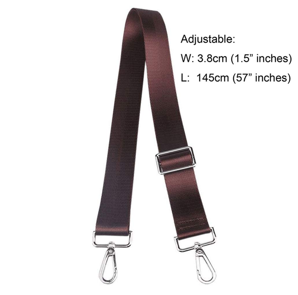 Adjustable Handbag Strap Replacement Guitar Style Canvas 57 Inches Crossbody Strap for Shoulder Bag (Dark Brown-02)
