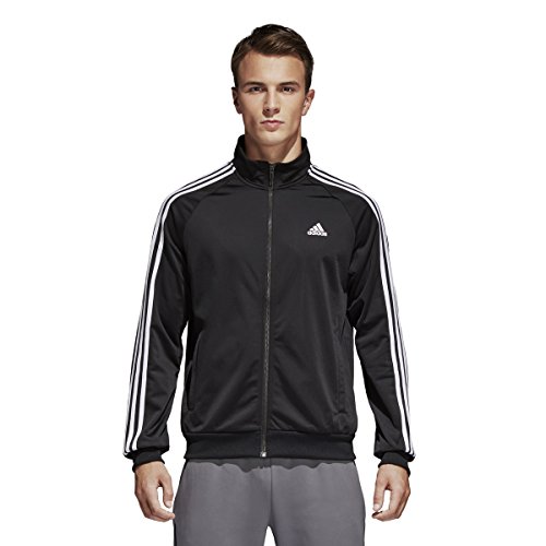adidas Men's Essentials 3-Stripe Tricot Track Jacket, Black/White, X-Large