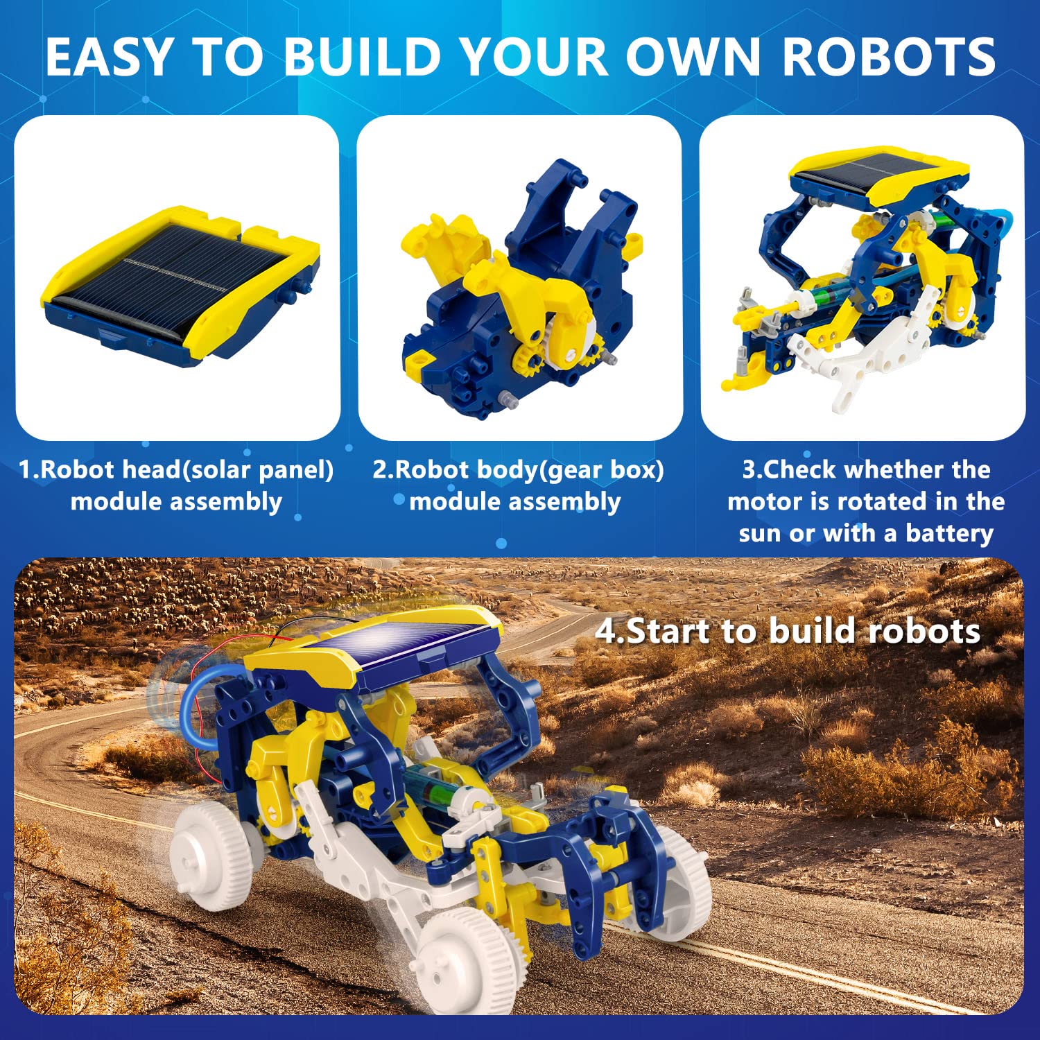 JoyZin STEM 11-in-1 Solar Robot Kit, 231 Pieces DIY Science Experiment Kit, Learning Educational Building Toy Set for Toddlers Kids Boys Girls 6 7 8 9 10 11 12 Years Old Birthday