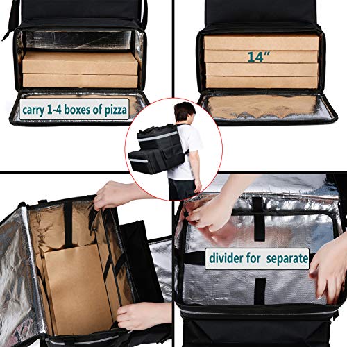 Insulated Pizza Delivery Bag, Food Delivery Backpack, Thermal Backpack for Food Transport,Leak-Proof Soft Sided Cooler Grocery Backpack for Take Out (Black)