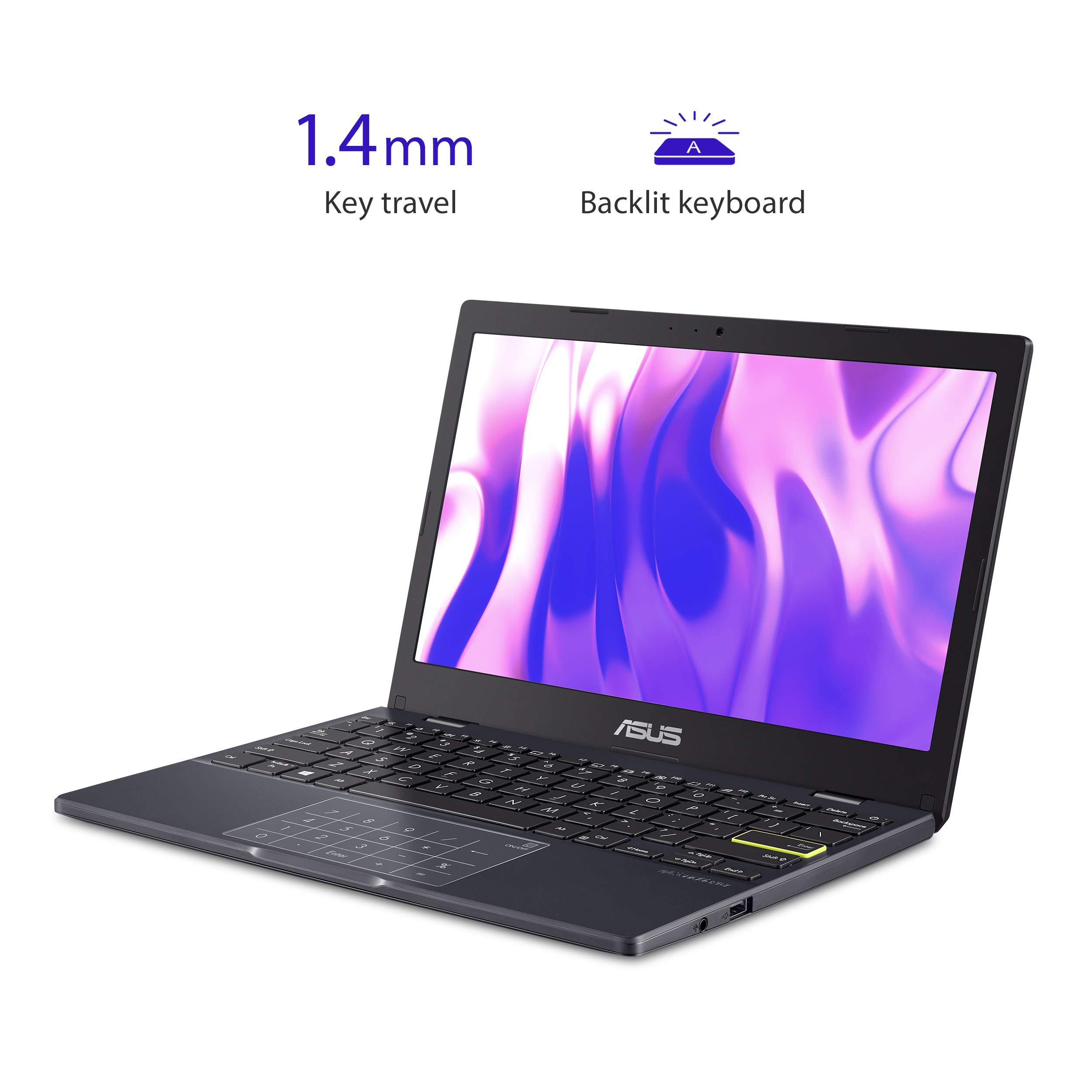 ASUS 2022 Newest Vivobook Go Laptop, 11.6 Inch HD Ultra-Thin Display, Intel Dual core, 4GB RAM, 64GB eMMC, 128GB MicroSD, Wi-Fi, Bluetooth, Windows 11 Home in S Mode, Bundle with JAWFOAL