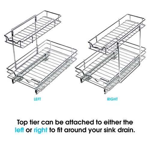 Richards Homewares Under Sink Pull-Out Sliding Shelf Organizer for Kitchen, Heavy Duty with 5 Year Limited Warranty -11.5βW x 18βD x 14.5βH, Requires at Least 12.5β W Cabinet Opening-Chrome