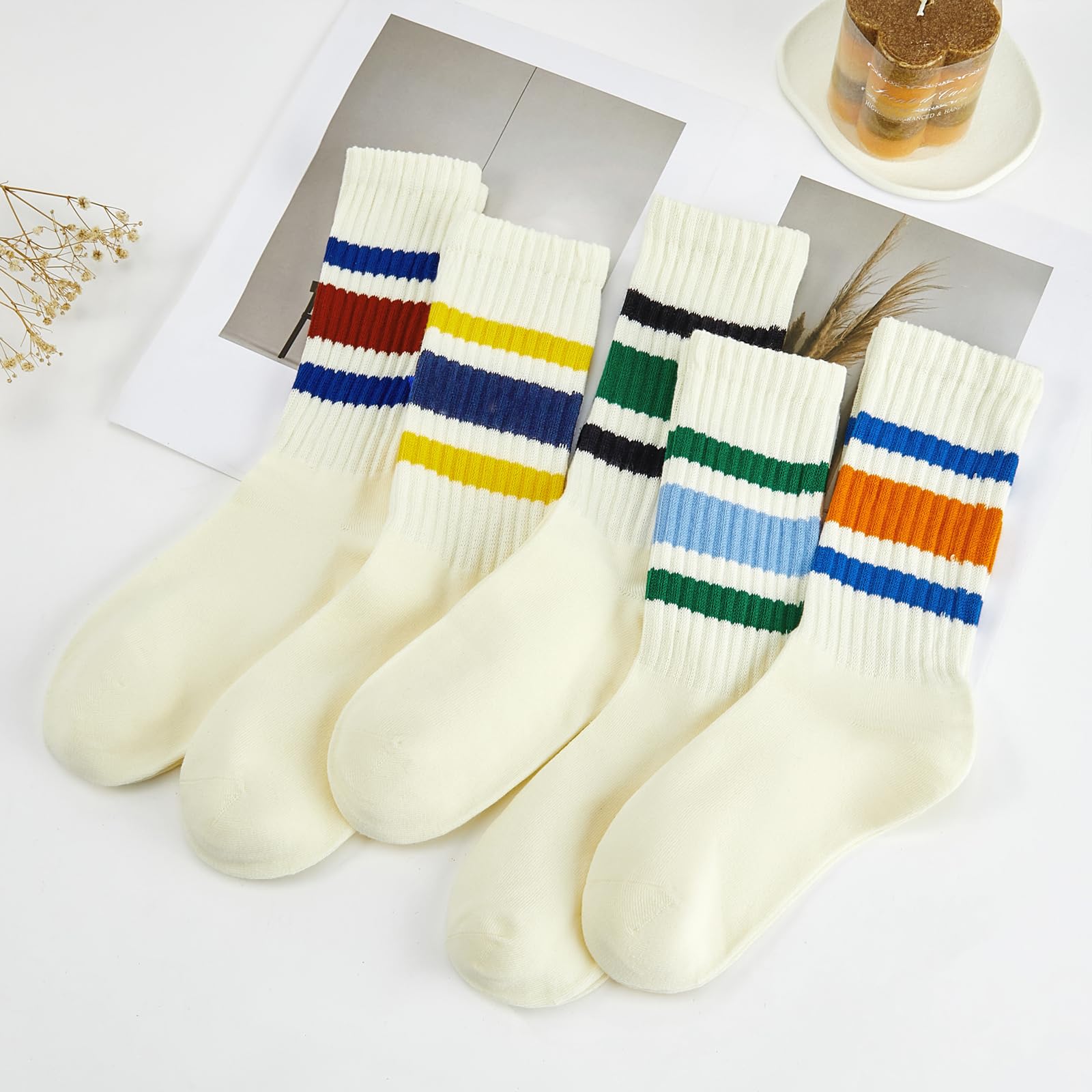 American Trends Athletic Sports High Crew Socks for Men Women Marijuana Weed Leaf Cotton Sock White Black 4 Pack One Size