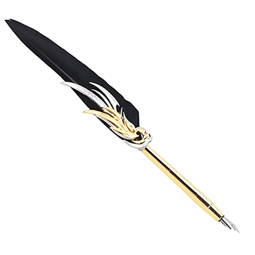 GOWENIC Dip Calligraphy Pen Set, Ink Sac Pen Kit Retro Carved Design for Office for Home (SP139001 black)