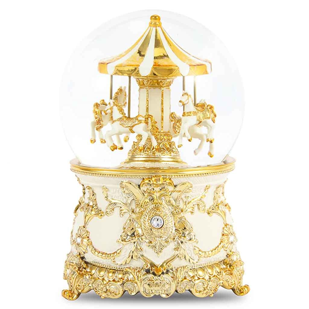 music Box Music Box - Horse Snowglobe Anniversary Christmas Birthday Gift for Wife Daughter Girlfriend Girl Wind Up Clockwork Musical Box Music box (Color : Gold)
