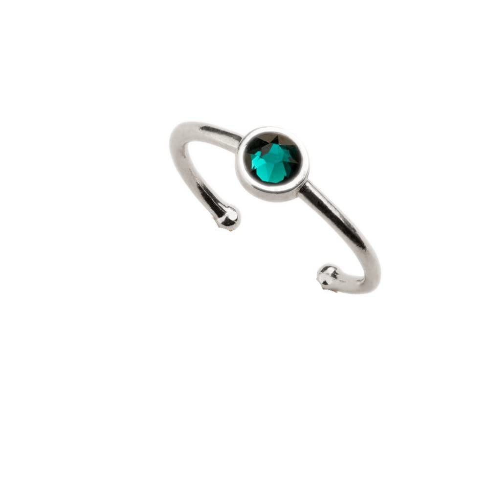 Alex and Ani Birthstones Adjustable Ring for Women, Emerald Crystal for May, 925 Sterling Silver, Fits Ring Sizes 6 to 9,One Size