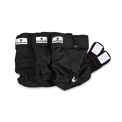 Pet Parents Premium Washable Dog Diapers & Extendrs, (3pack) of Female Dog Diapers & Male Dog Diapers, Color: Black, Size: Medium Dog Diapers