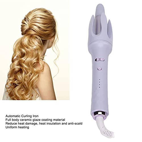 Automatic Ceramic Curling Iron Wand Prevent Scalding Negative Ion Automatic Curling Iron Hair Styling Fast Heating 100-240V for Home for Lady (US Plug)