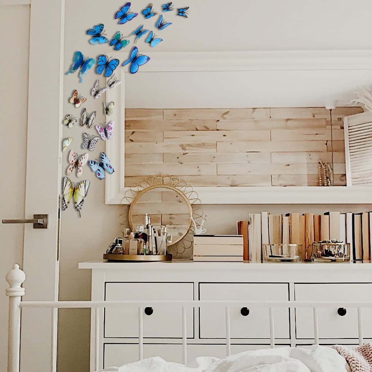 Nastaus 36PCS Magnetic Butterfly Wall Stickers,Artificial Butterfly Decoration,3D Butterfly Sticker for Home Kitchen Fridge Garden Birthday Party Wedding Decor