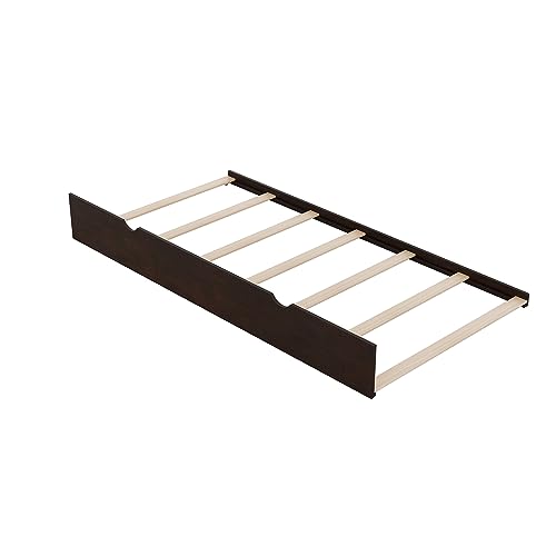 Brisca Twin Size Multi-Functional Daybed with Two Drawers and Trundle,Solid Pine Wood Bed W/X Frame On Side,for Guest Room,Bedroom,Espresso